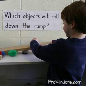 Ramps in the Science Center - PreKinders Preschool Activities