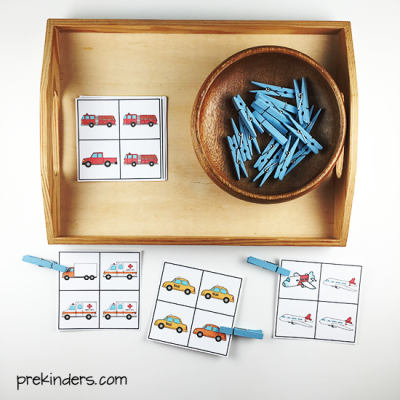 Transportation Same/Different Cards - PreKinders Preschool Activities