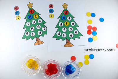Alphabet Christmas Tree Mats: Printables in Uppercase & Lowercase