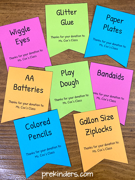 Classroom Wish List PreKinders