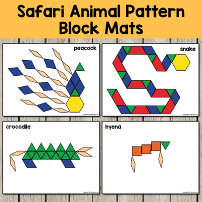Safari Animal Pattern Block Mats - PreKinders Preschool Activities