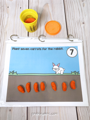 Carrots for the Rabbit Play Dough Mats - PreKinders Preschool Activities