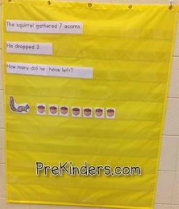 Math Story Pocket Chart for Fall - PreKinders Preschool Activities