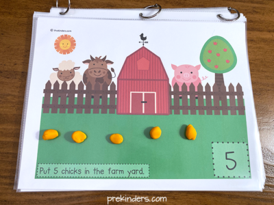 Farm Yard Play Dough Counting Mats - PreKinders Preschool Activities