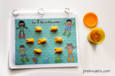 Fish Play Dough Counting Mats - PreKinders Preschool Activities