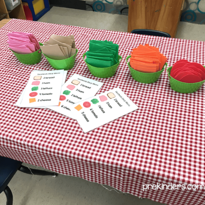 Sandwich Shop Math Fun - PreKinders Preschool Activities
