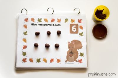 Squirrel Play Dough Counting Mats - PreKinders Preschool Activities