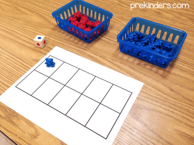 More and Less Dice Game - PreKinders Preschool Activities