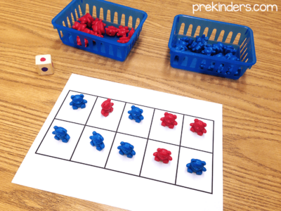 More and Less Dice Game - PreKinders Preschool Activities