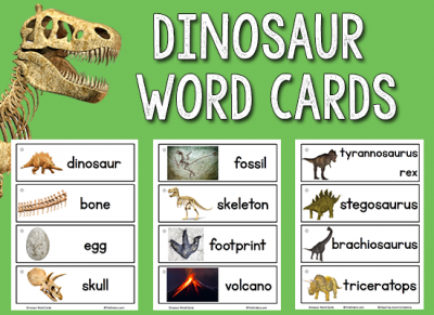 Dinosaur Picture-Word Cards - PreKinders Preschool Activities