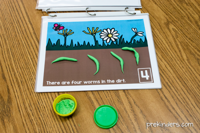 Worms Play Dough Counting Math Mats - PreKinders