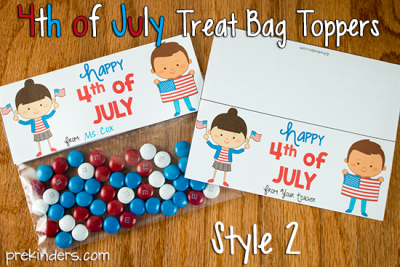 4th of July Treat Bag Toppers - PreKinders