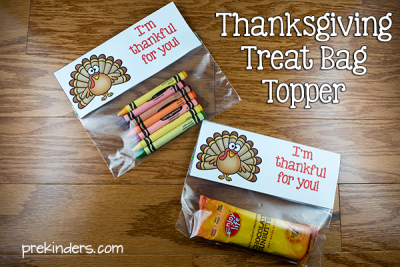 Thanksgiving Treat Bag Topper - PreKinders