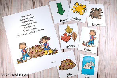 Fall the Leaves Rhyme with Word Card Activity - PreKinders Preschool ...