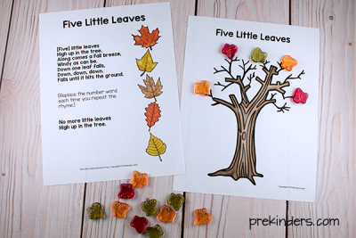 Five Little Leaves Math: Simple Preschool Subtraction Game - PreKinders