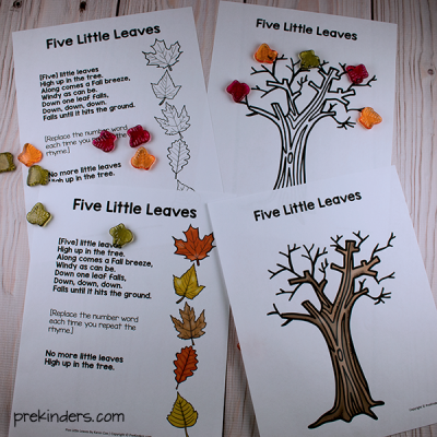Five Little Leaves Math: Simple Preschool Subtraction Game - PreKinders