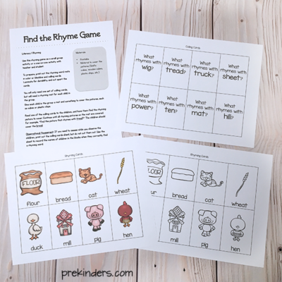 Little Red Hen Fairy Tale Rhyming Game Printable - PreKinders Preschool ...