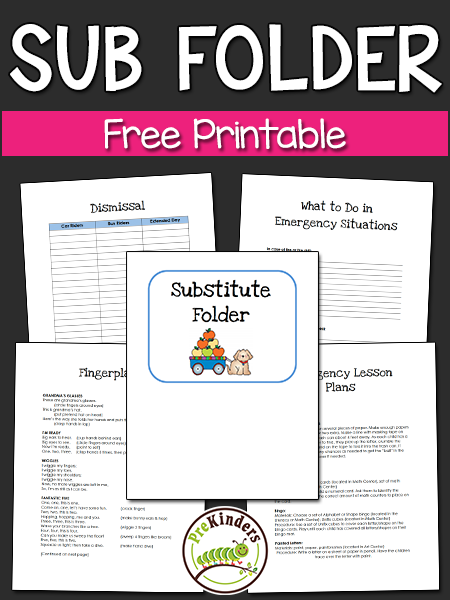 Sub Folder Printable For Your Classroom PreKinders