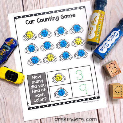 Car Counting Game - PreKinders Preschool Activities
