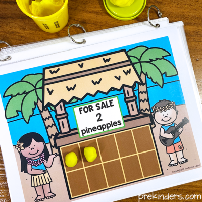 Summer Pineapple Play Dough Counting Mats - PreKinders Preschool Activities