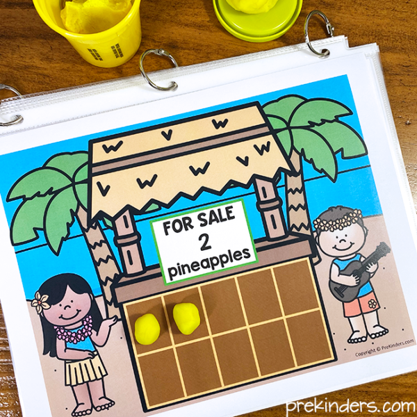 Summer Pineapple Play Dough Counting Mats - PreKinders Preschool Activities
