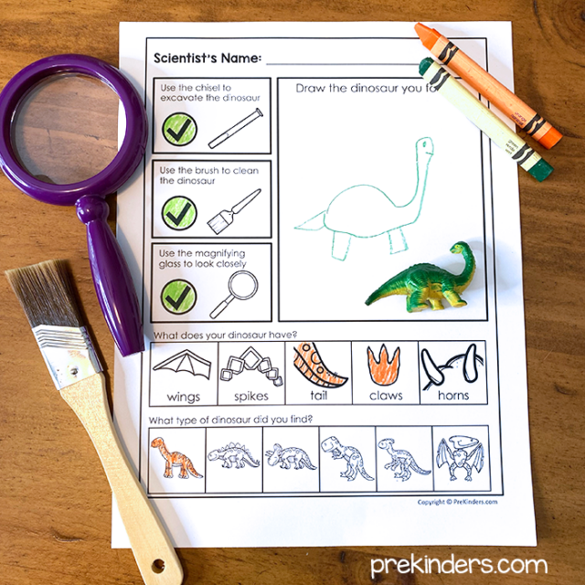 Dinosaur Fossil Dig Activity - PreKinders Preschool Activities